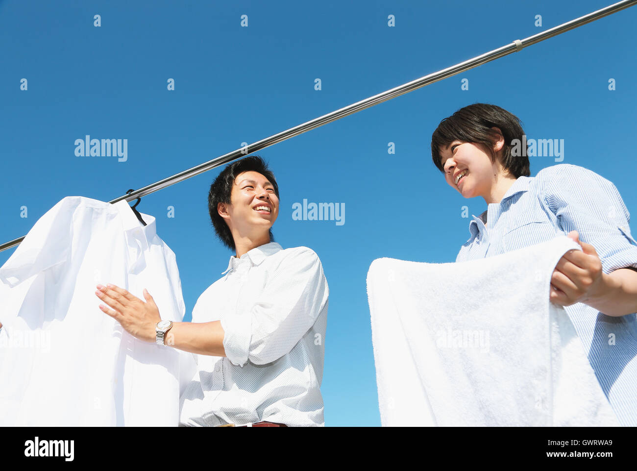 Japanese woman doing housework hi-res stock photography and images - Alamy