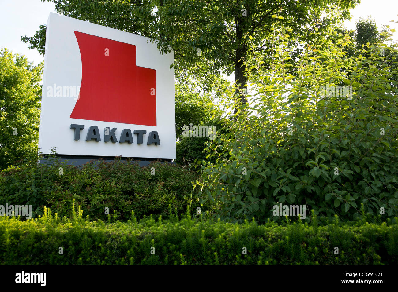 A logo sign outside of a facility occupied by the Takata Corporation in ...