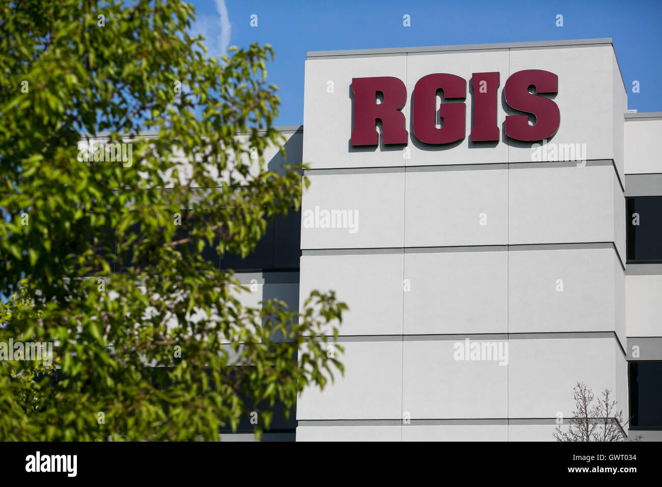 A logo sign outside of the headquarters of RGIS Inventory Specialists ...