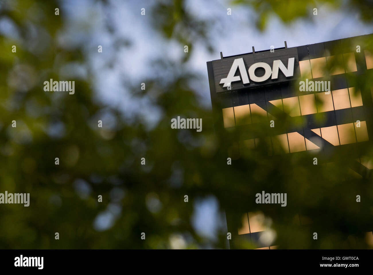 A logo sign outside of a facility occupied by Aon plc in Southfield ...