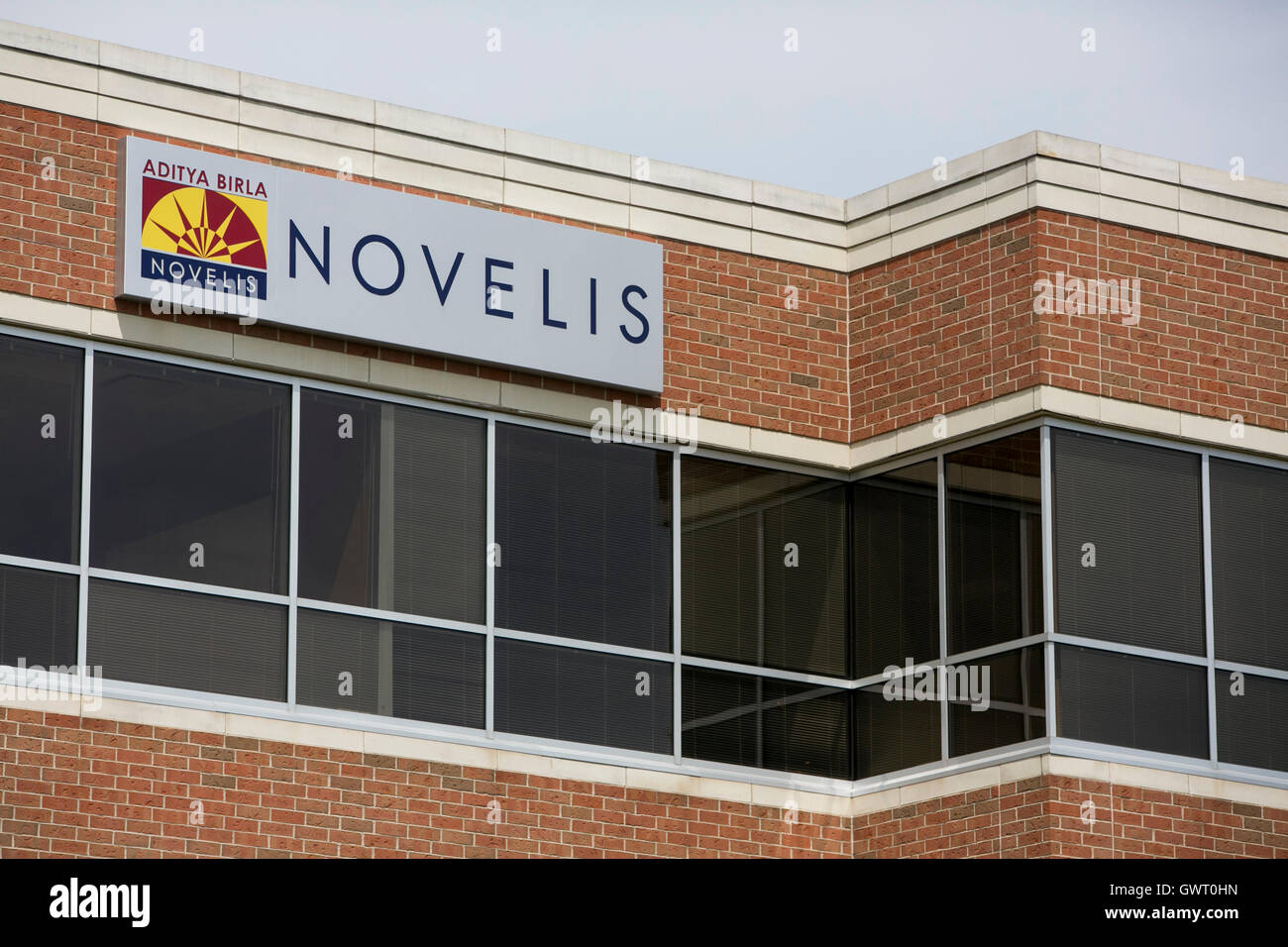 A logo sign outside of a facility occupied by Novelis in Novi, Michigan ...