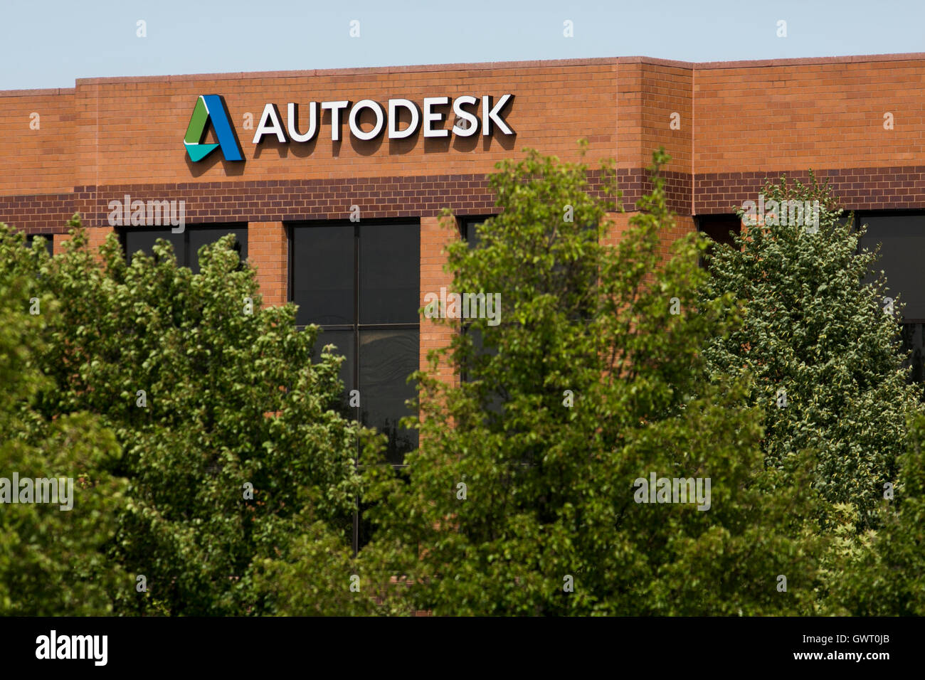 A logo sign outside of a facility occupied by Autodesk in Novi ...