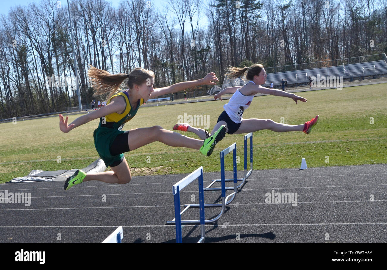 Hurdles in a track meet Stock Photo - Alamy