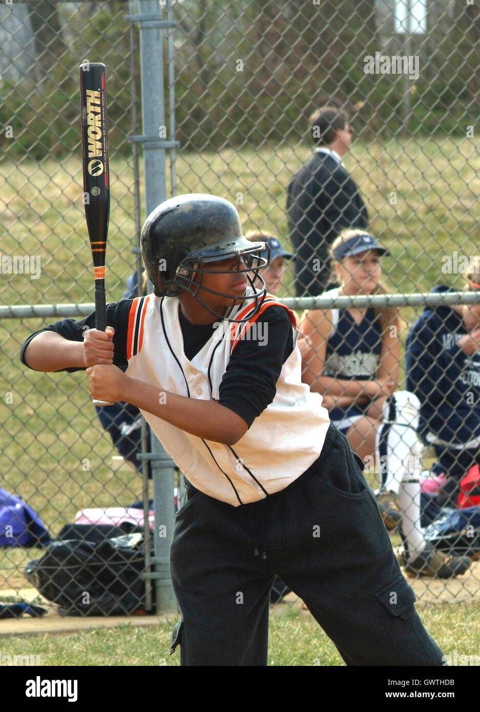 Batter in a softball game Stock Photo - Alamy