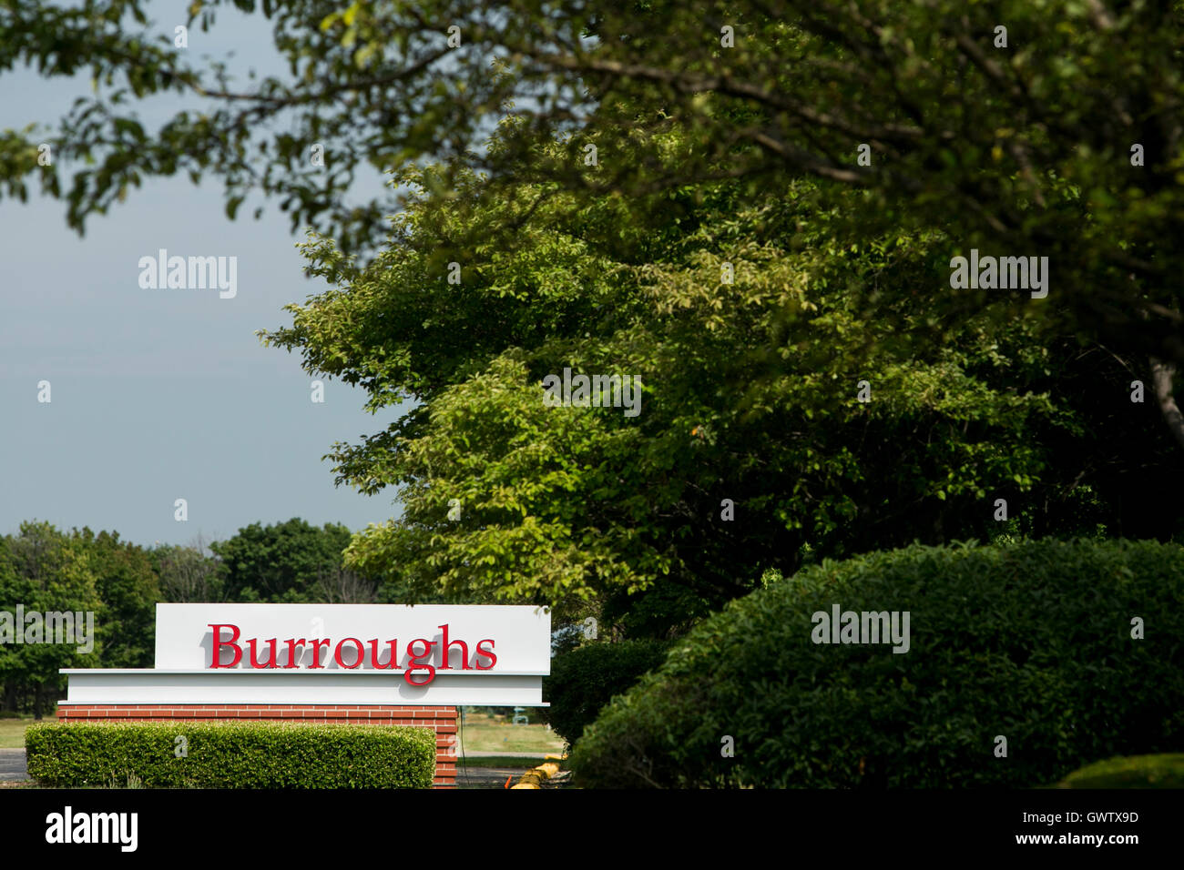 A logo sign outside of the headquarters of Burroughs Inc., in Plymouth ...