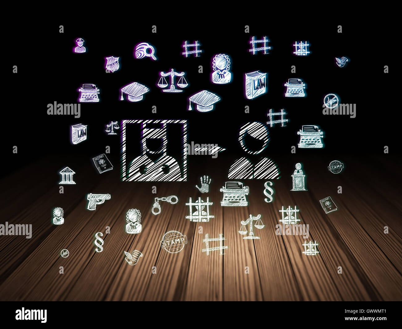 Law concept: Criminal Freed in grunge dark room Stock Photo - Alamy