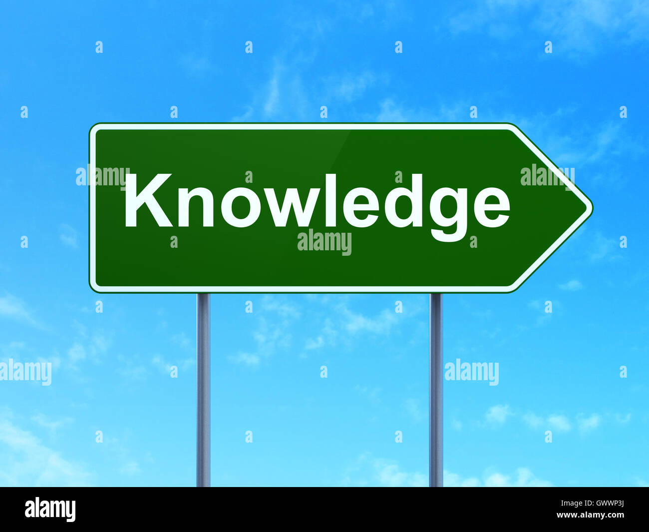Studying concept: Knowledge on road sign background Stock Photo - Alamy