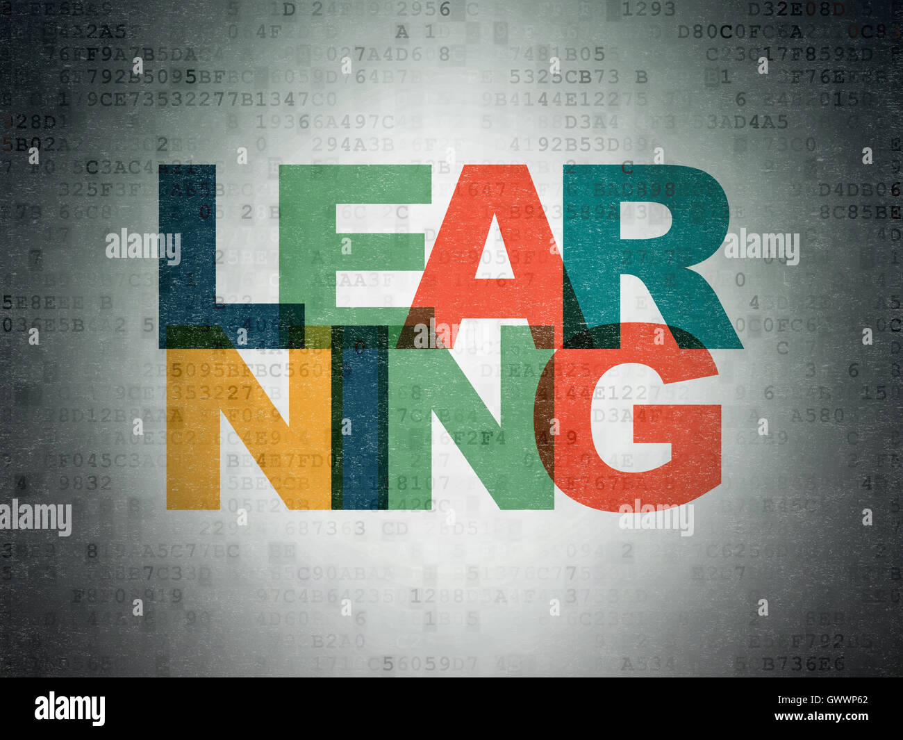 Studying concept: Learning on Digital Data Paper background Stock Photo ...