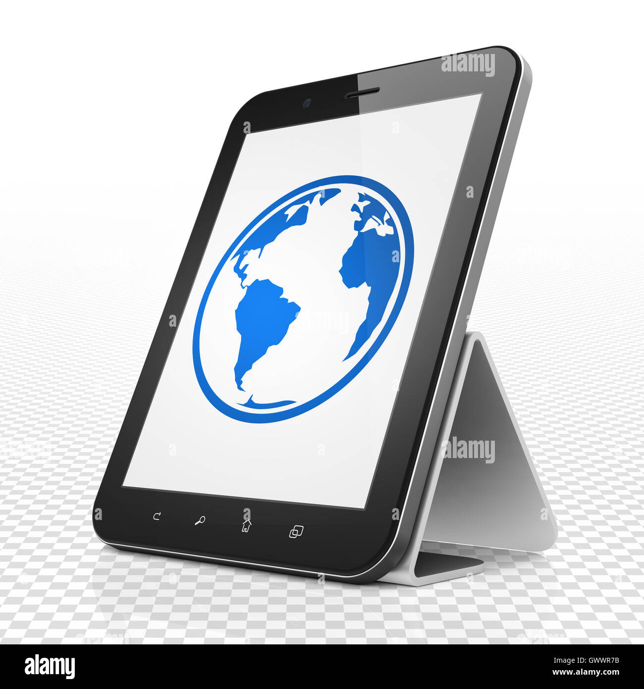 Science concept: Tablet Computer with Globe on display Stock Photo - Alamy