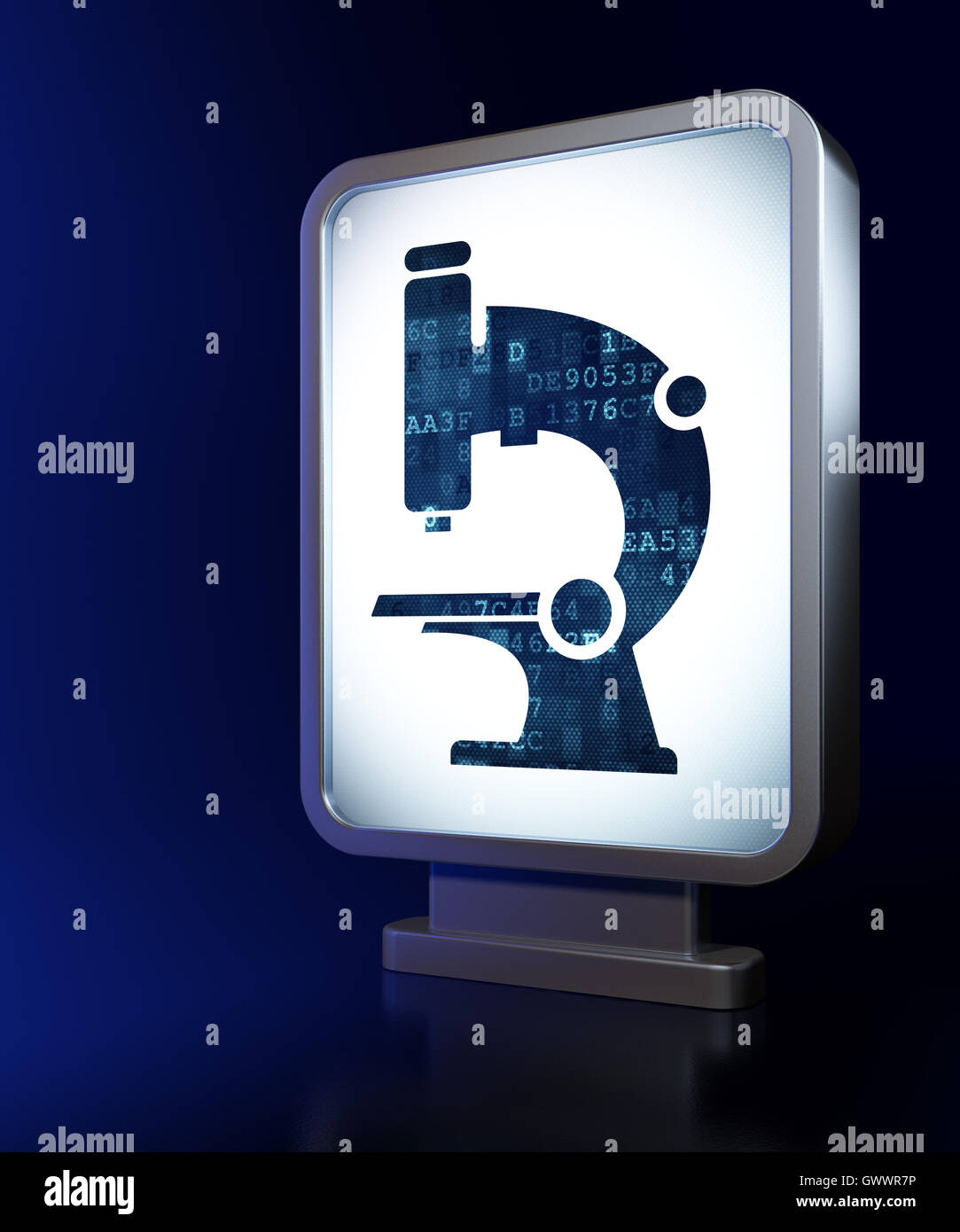 Science concept: Microscope on billboard background Stock Photo - Alamy