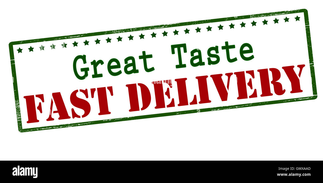 Rubber stamp with text great taste fast delivery inside, vector ...