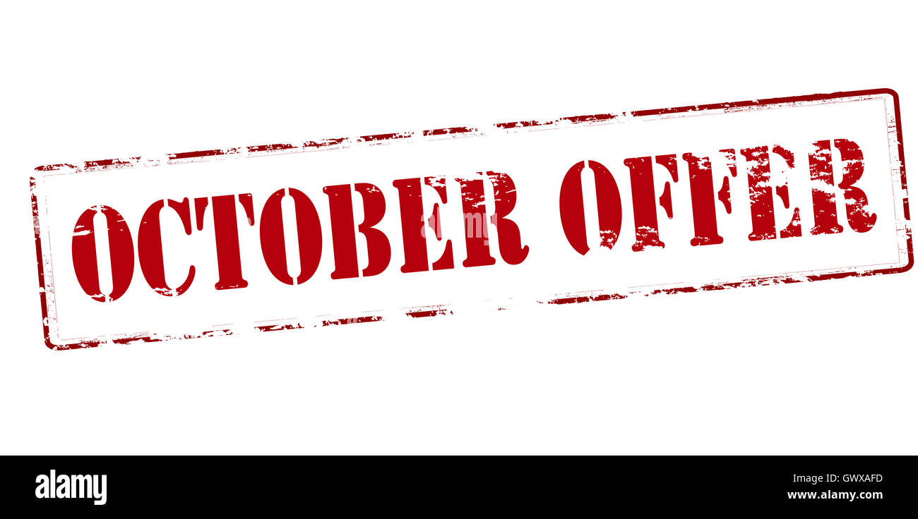 Rubber stamp with text October offer inside, vector illustration Stock ...