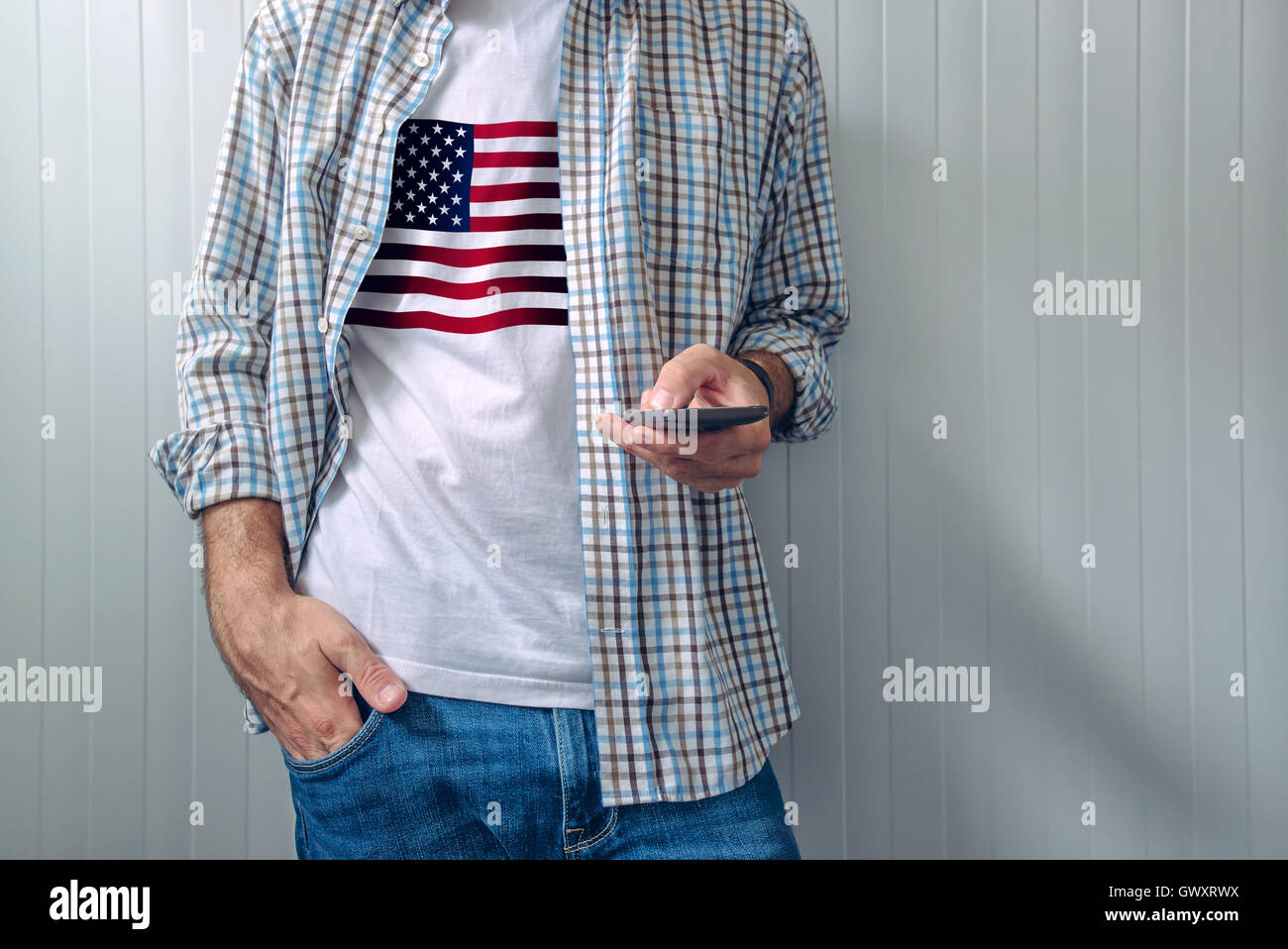 Handsome man usa flag hi-res stock photography and images - Alamy
