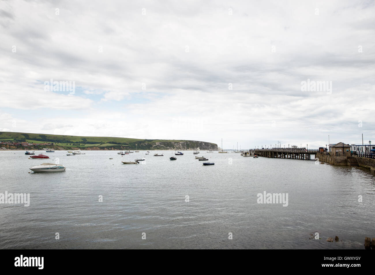 landscape shot of swanage bay in dorset Stock Photo - Alamy