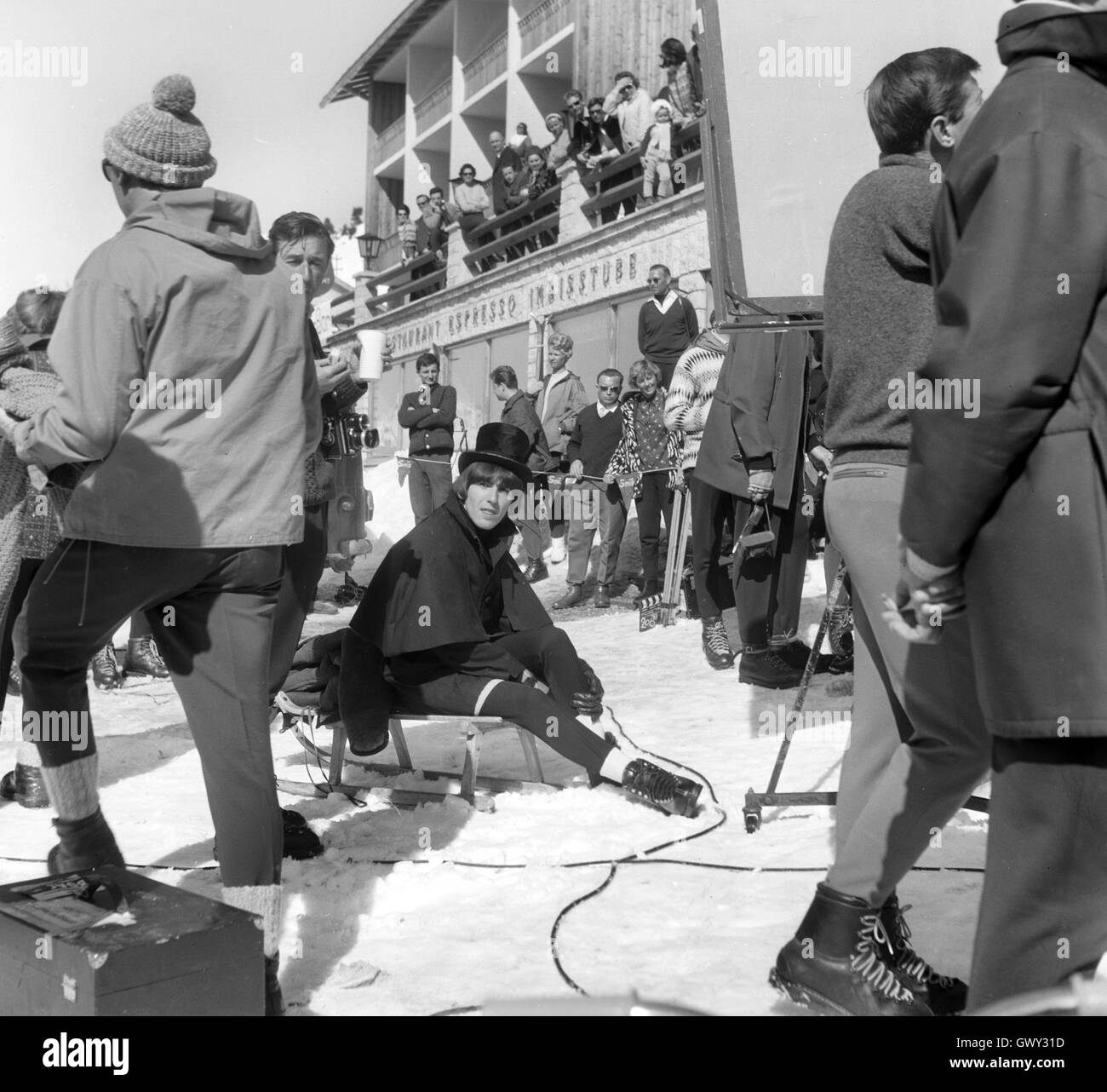 The Beatles during the filming of their second movie "Help!" in March ...