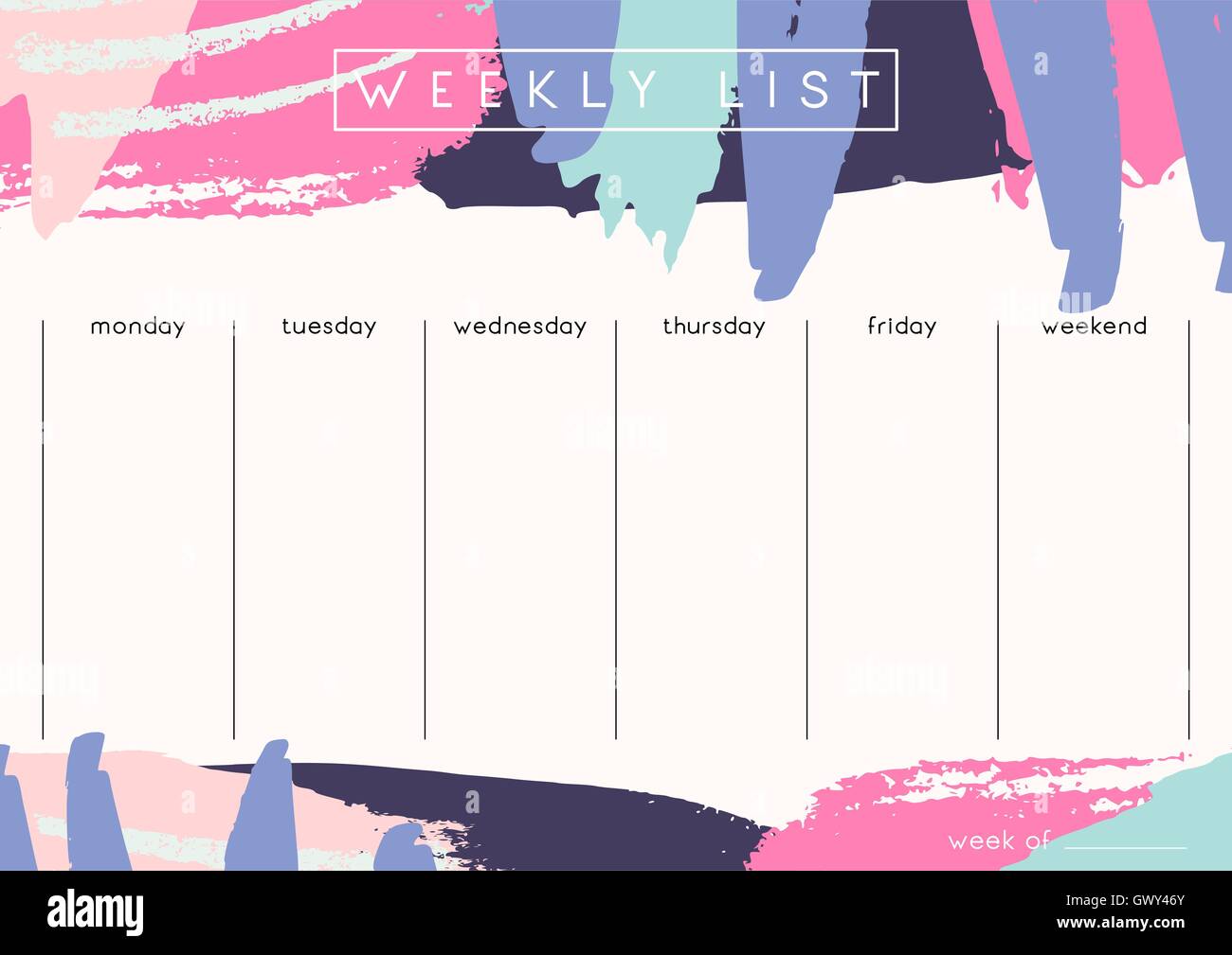 Printable weekly planner pastel hi-res stock photography and images - Alamy