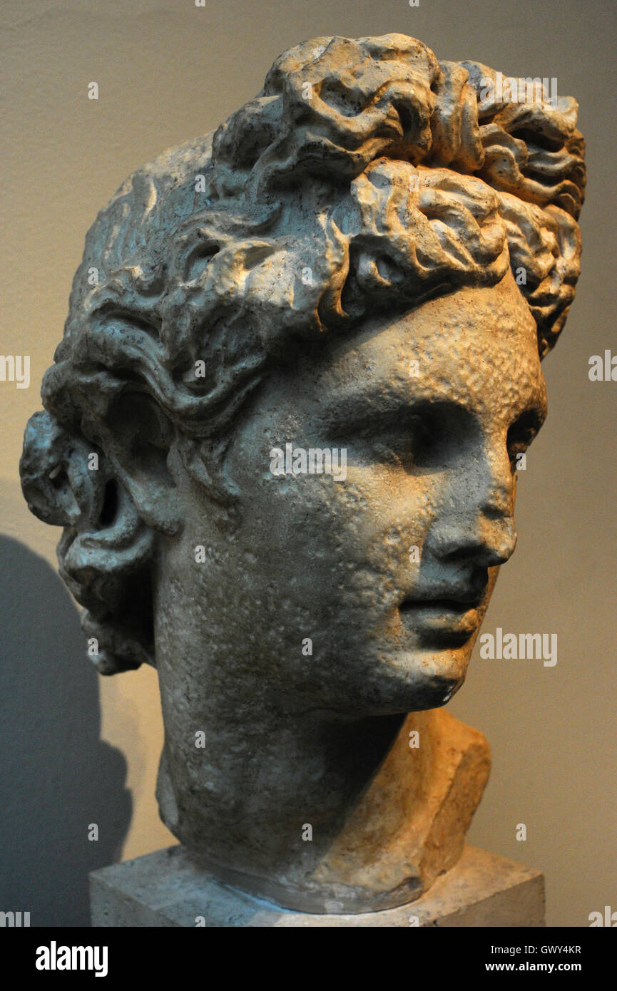 Head of Apollo Belvedere. Part of a statue. Roman. C. 150-200 AD ...