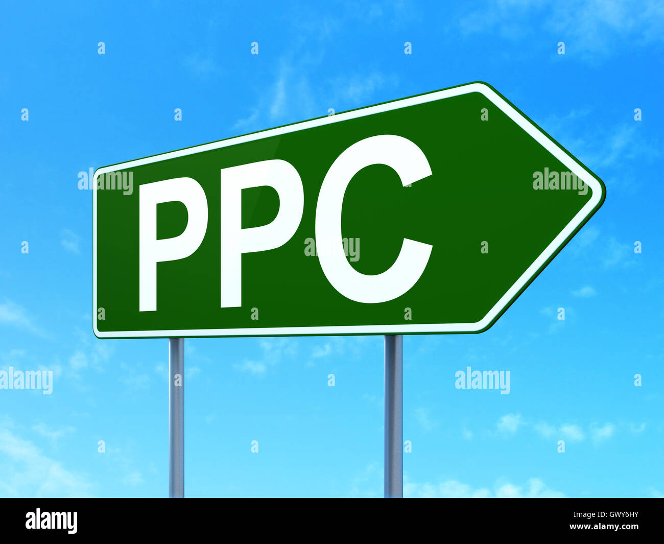 Advertising concept: PPC on road sign background Stock Photo - Alamy