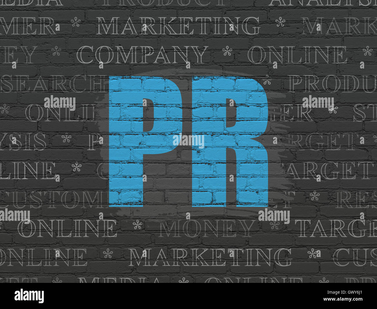 Advertising concept: PR on wall background Stock Photo - Alamy