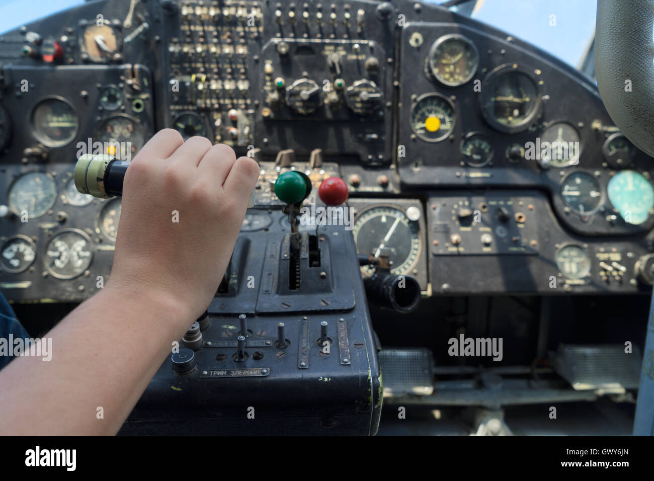 Vintage airplane dashboard Stock Photo - Alamy