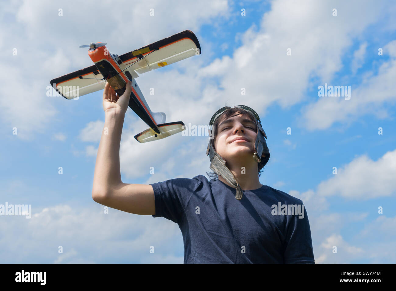 Teenager boy pilot Stock Photo - Alamy