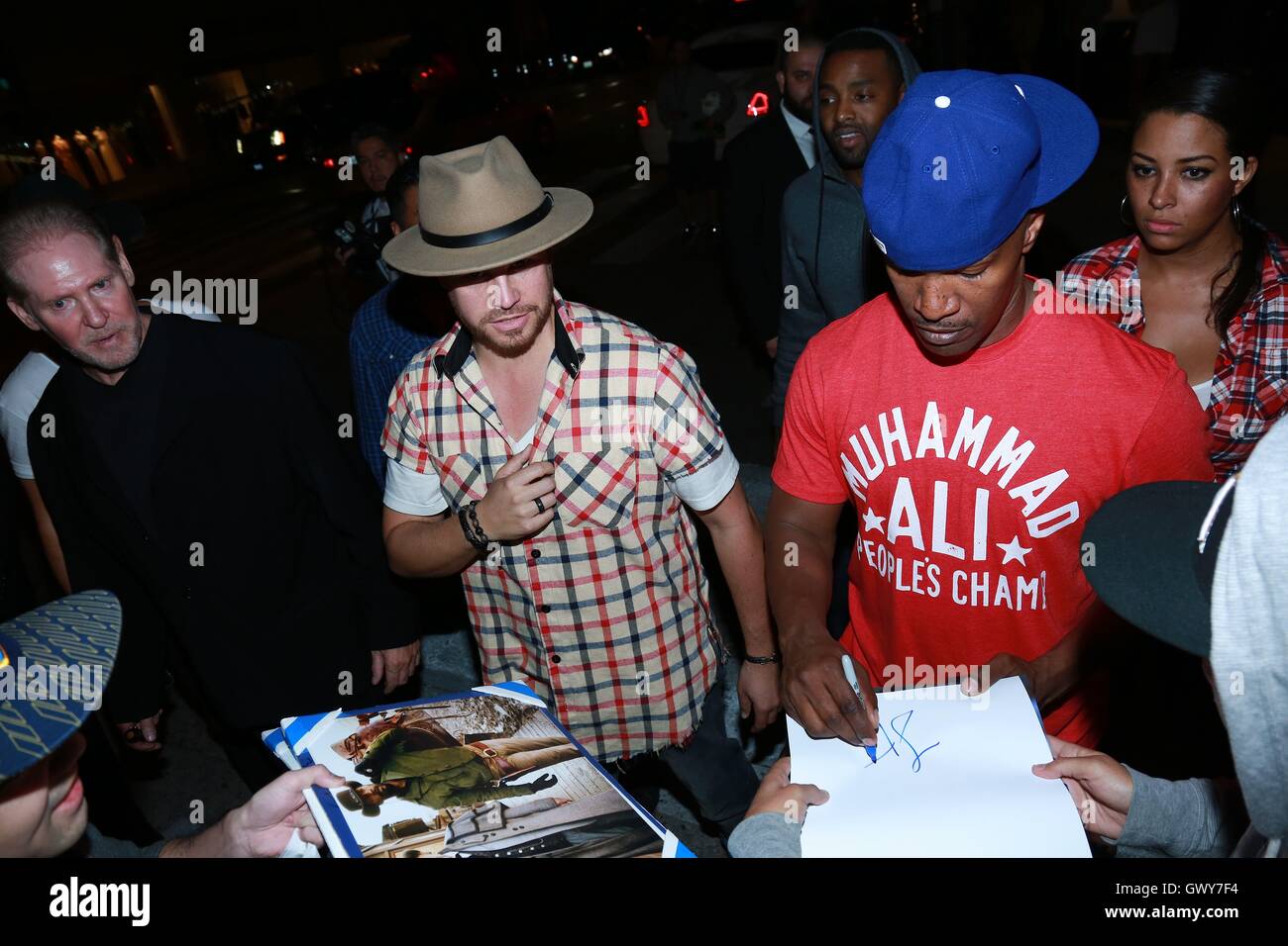 Jamie Foxx leaving Villa Loung wearing a t-shirt saying 'Muhammad Ali ...