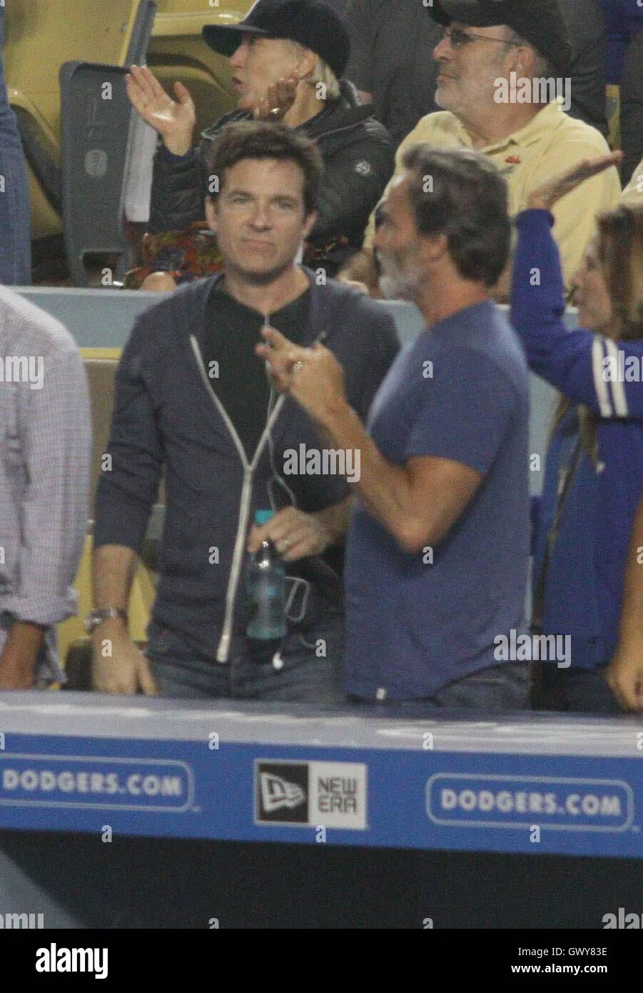 Celebrities watch the Los Angeles Dodgers Featuring: Jason Bateman ...