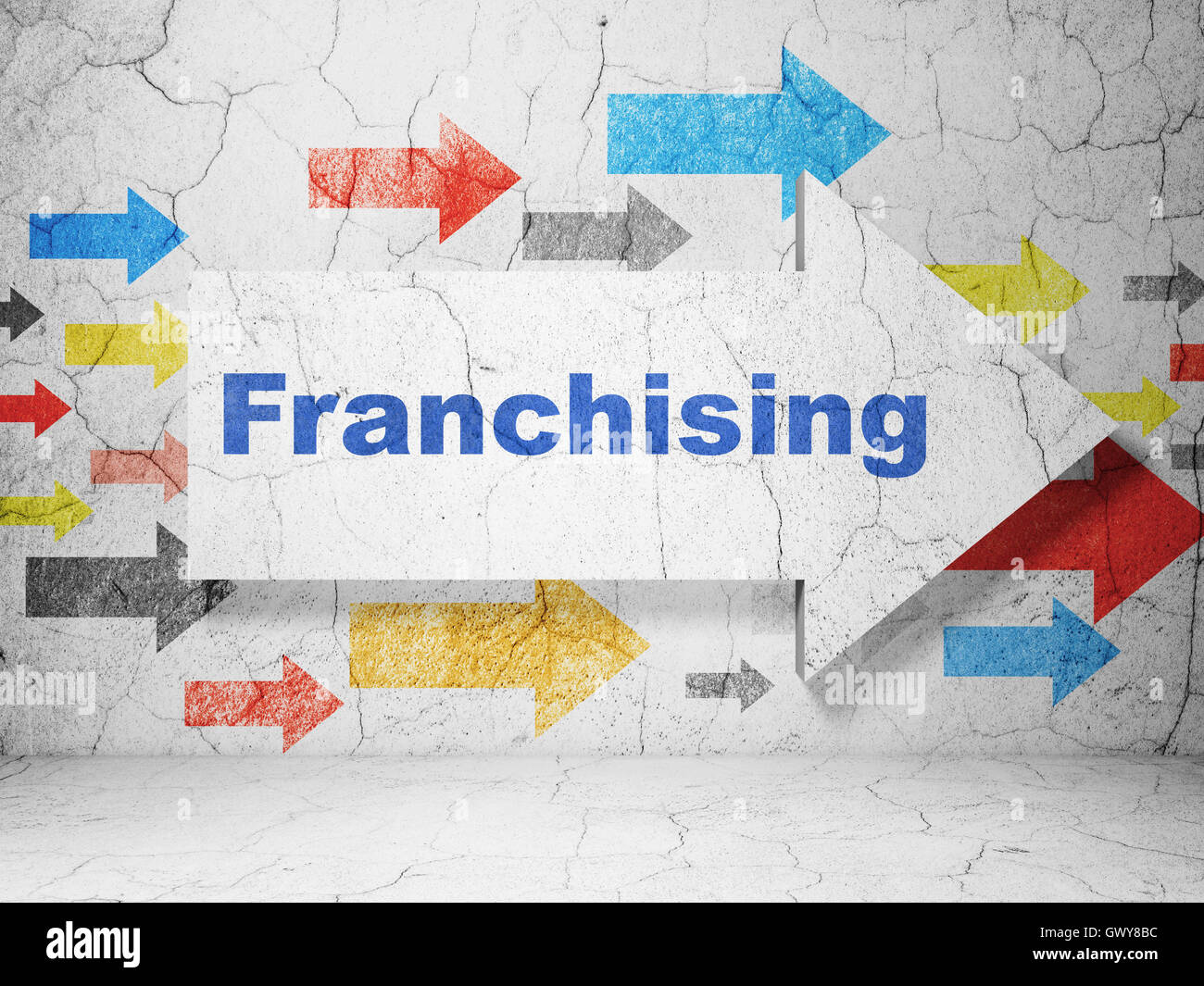 Business concept: arrow with Franchising on grunge wall background ...