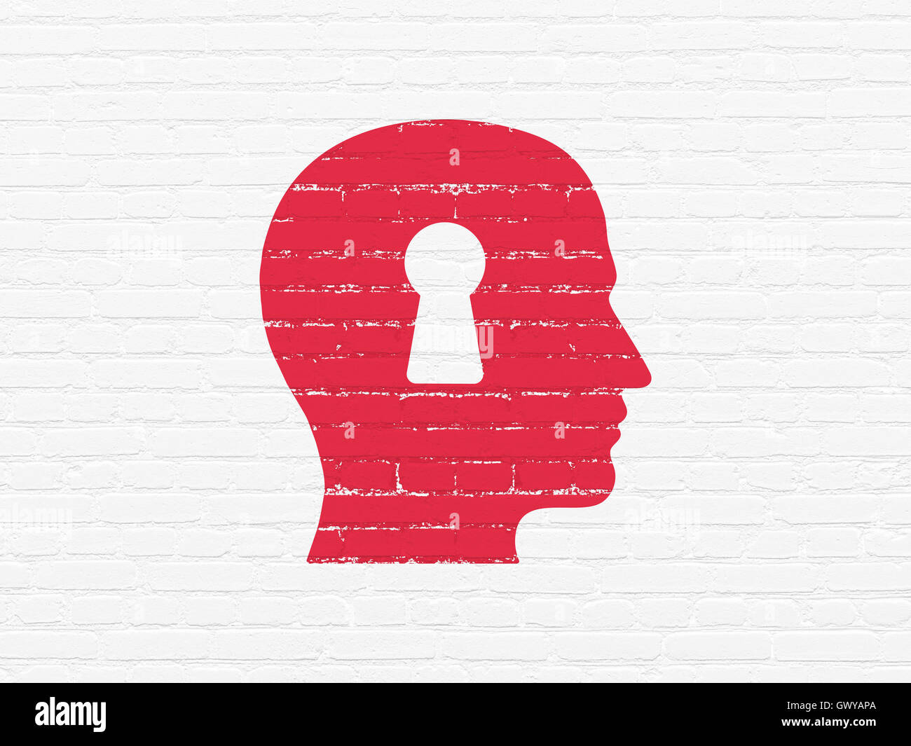 Data concept: Head With Keyhole on wall background Stock Photo - Alamy