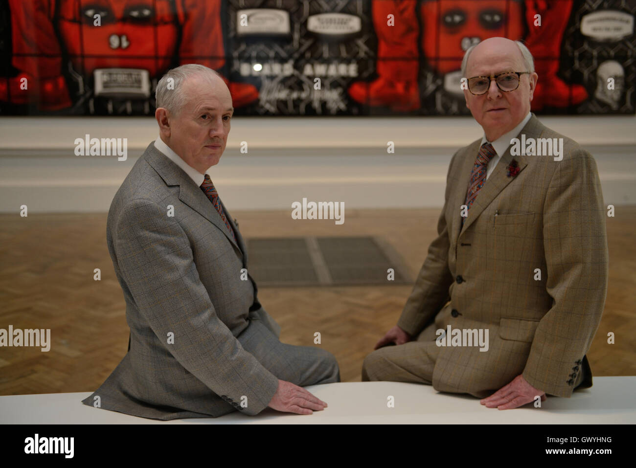 Gilbert & George unveil their new artwork entitled 'BEARD AWARE (2016 ...