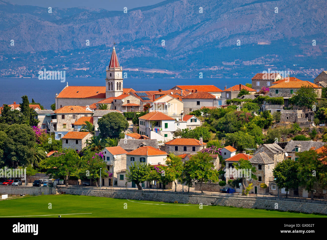 Postira on Brac island skyline view, Dalmatia, Croatia Stock Photo - Alamy