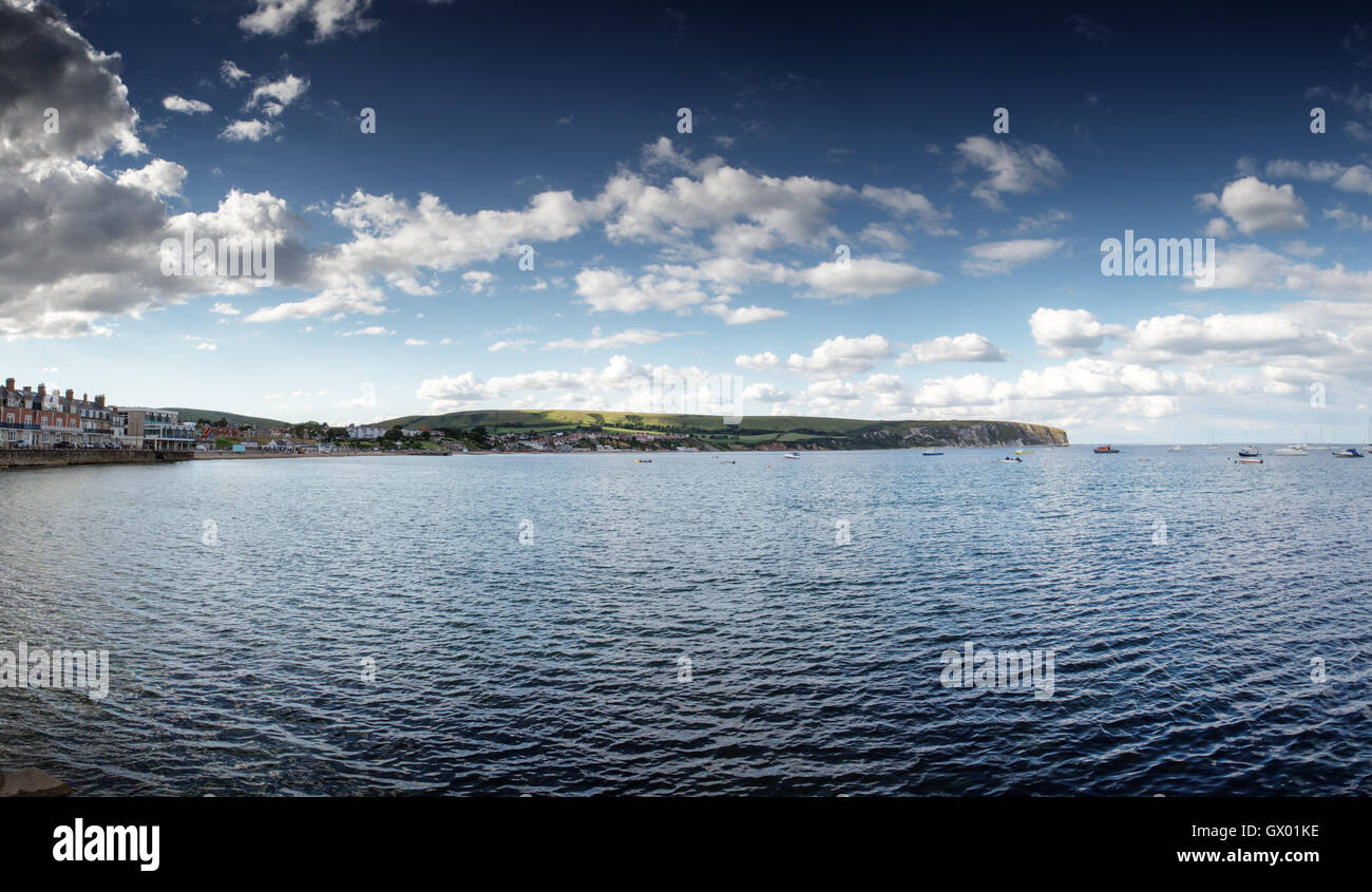 landscape shot of swanage bay in dorset Stock Photo - Alamy
