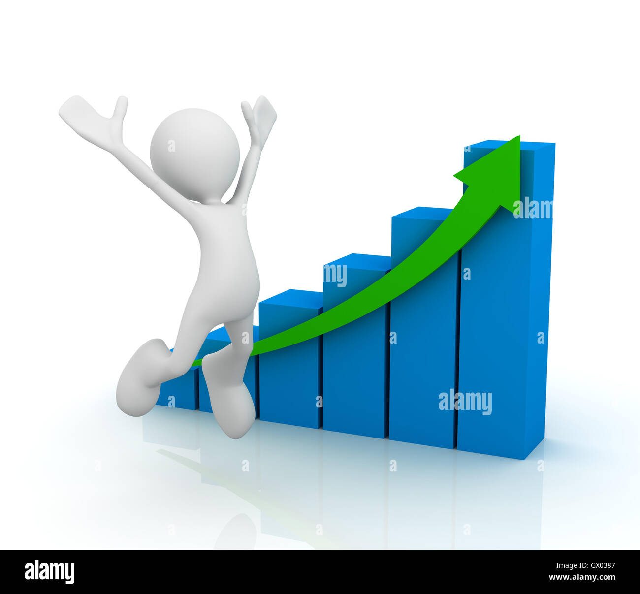 celebrating rising graph 3d illustration Stock Photo - Alamy