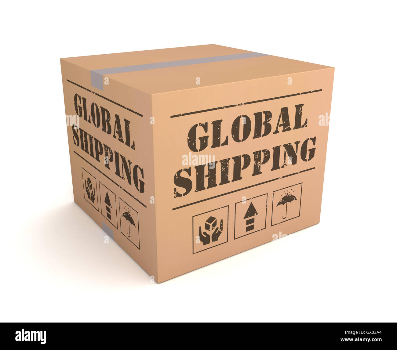 global shipping cardboard box concept 3d illustration Stock Photo - Alamy