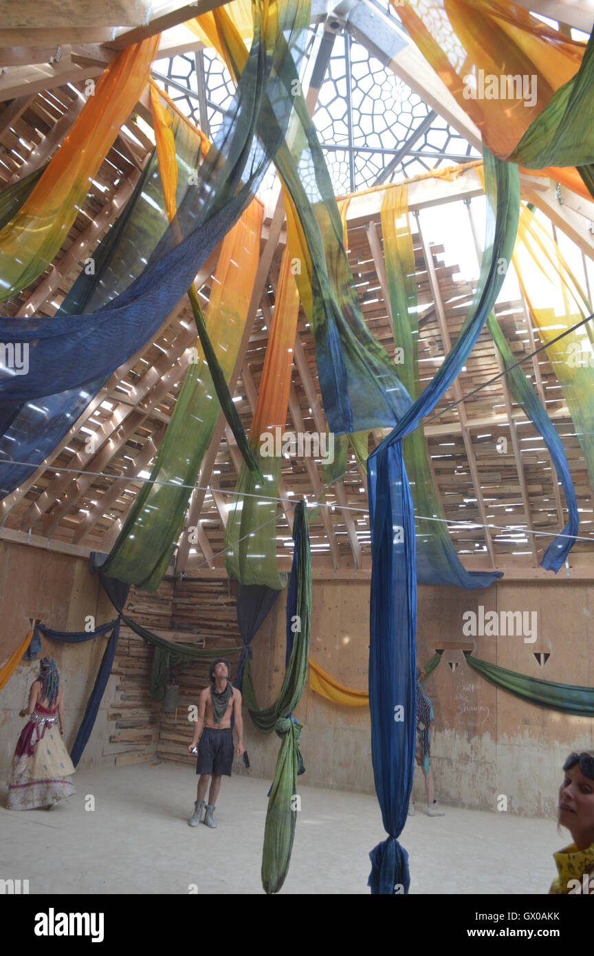 Interior of the Catacomb of Veils pyramid art installation during the ...