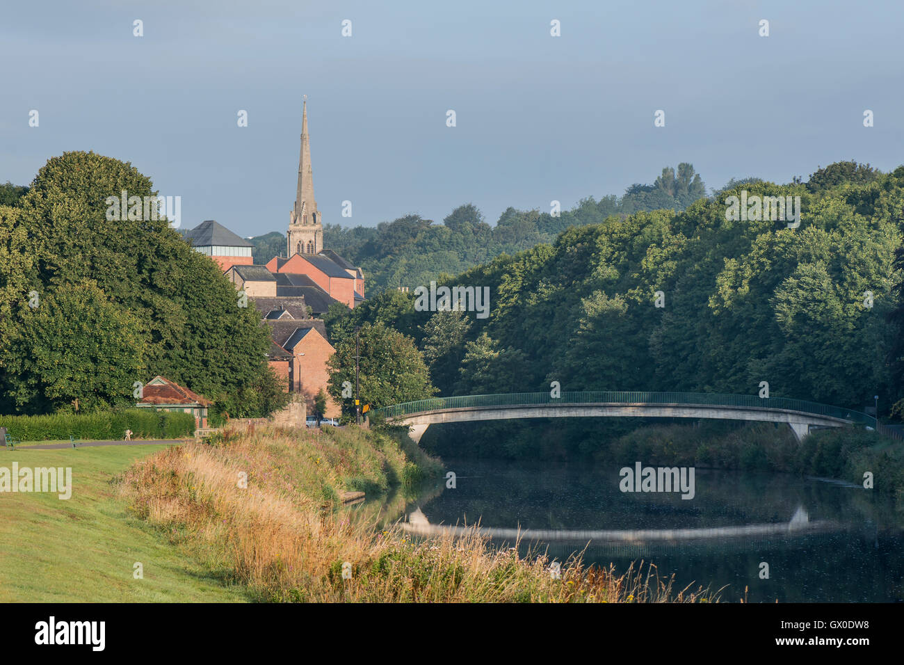 Baths Bridge footbridge on the River Wear at the Racecourse sports ...