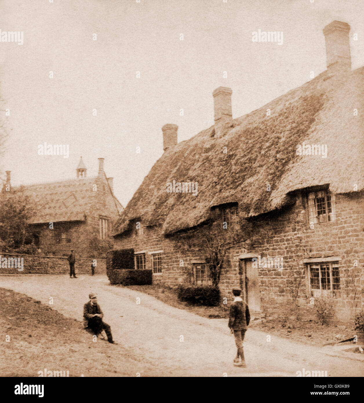 Rural Village Street, Oxfordshire, England, UK about 1900 Stock Photo ...