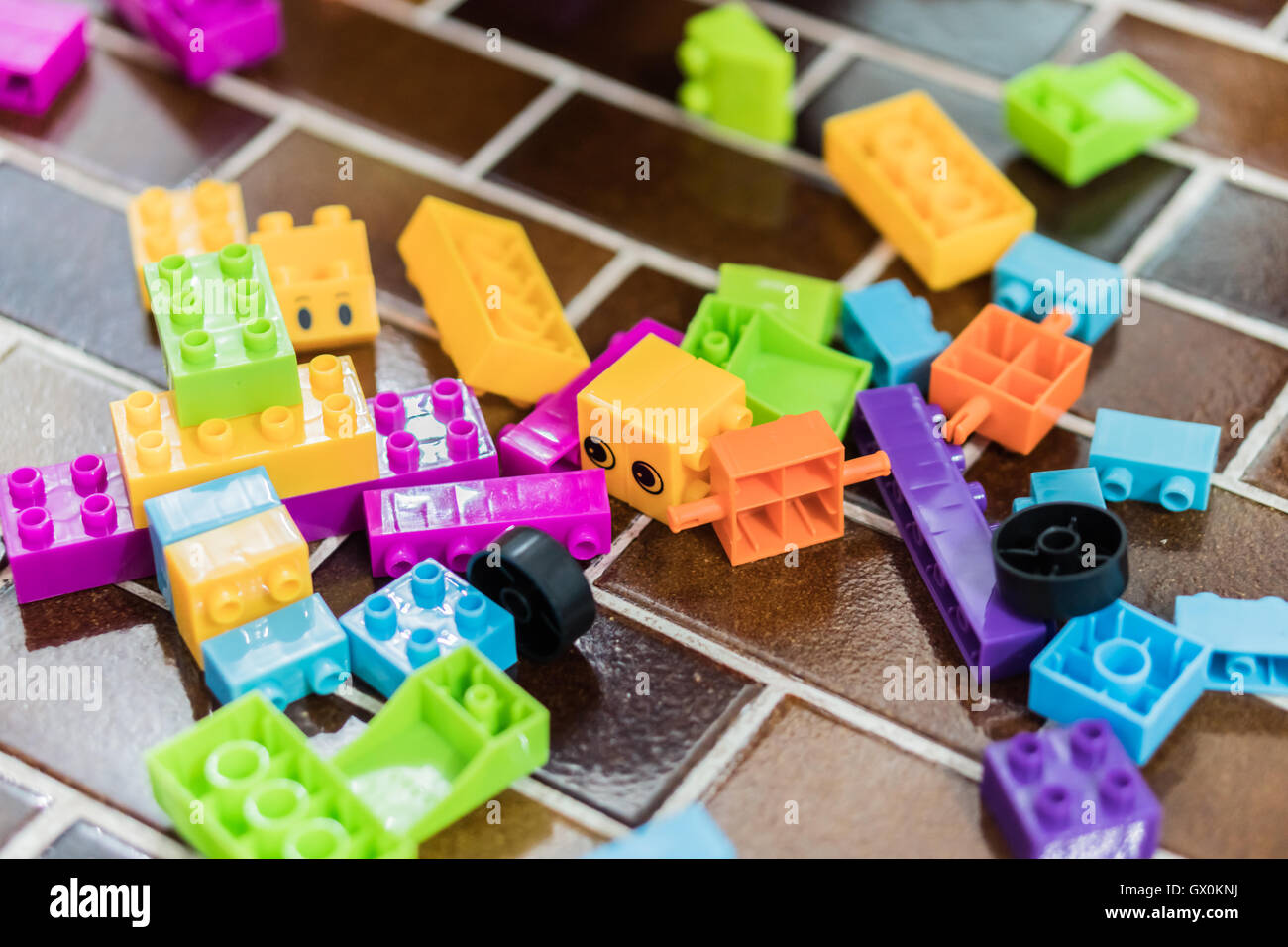 pile plastic toy blocks Stock Photo - Alamy