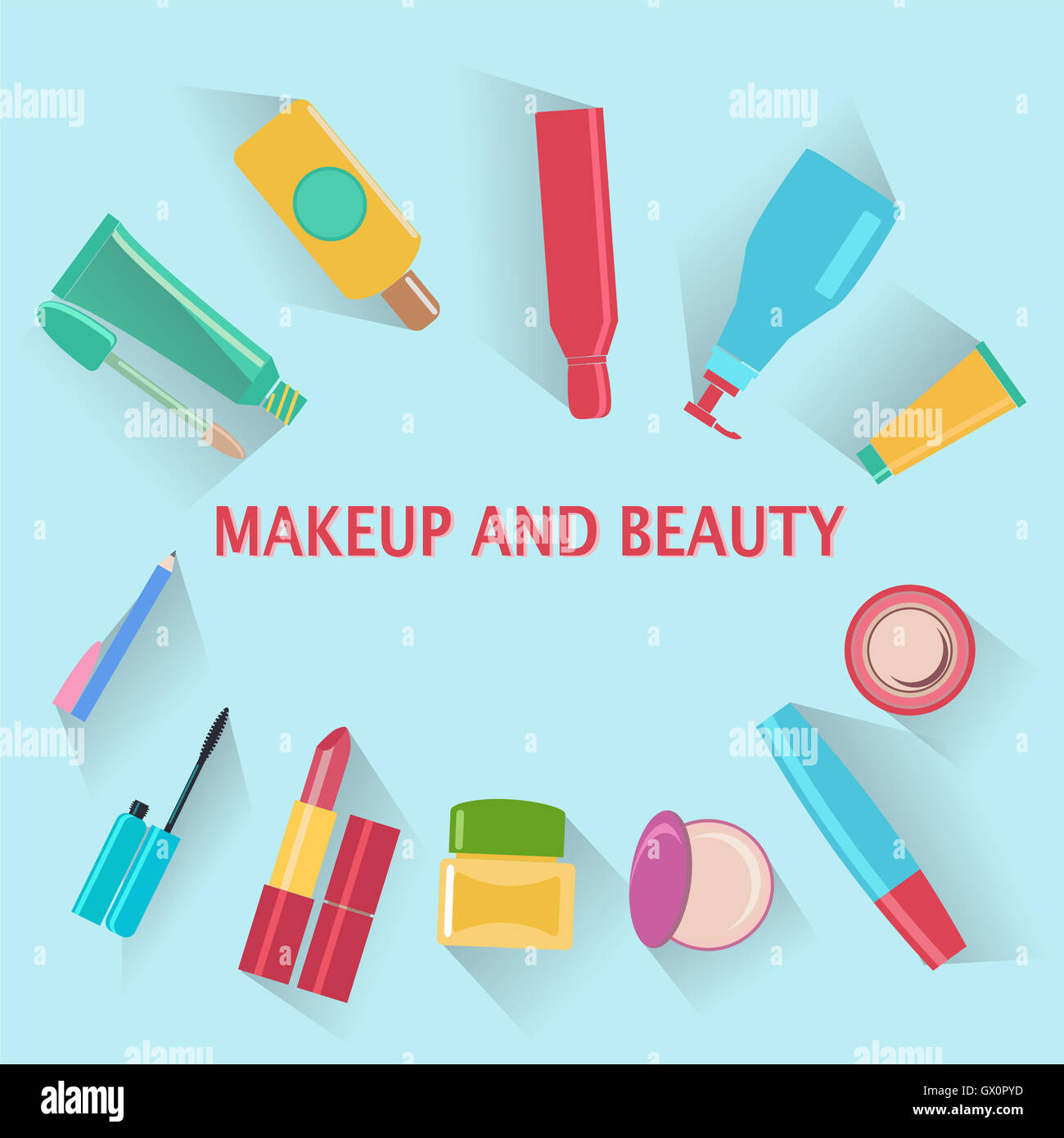 MakeUp and beauty Symbols, Cosmetics and fashion background with ...