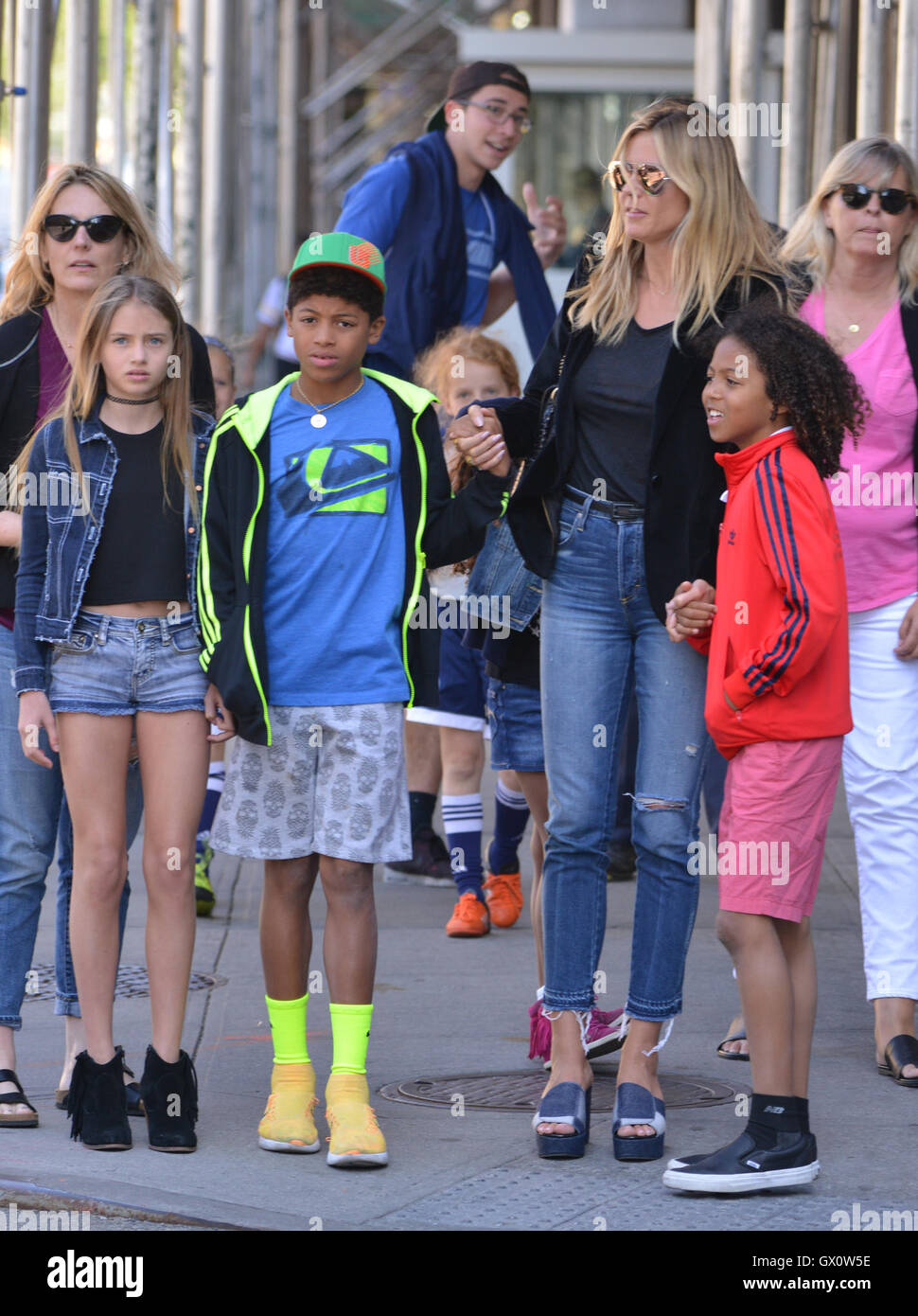 Heidi Klum and family out for a walk in the city Featuring: Heidi Klum ...