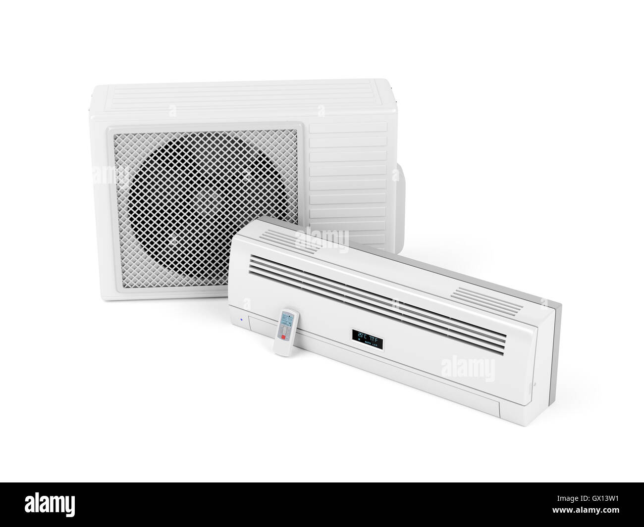 Split system air conditioner on white background Stock Photo - Alamy