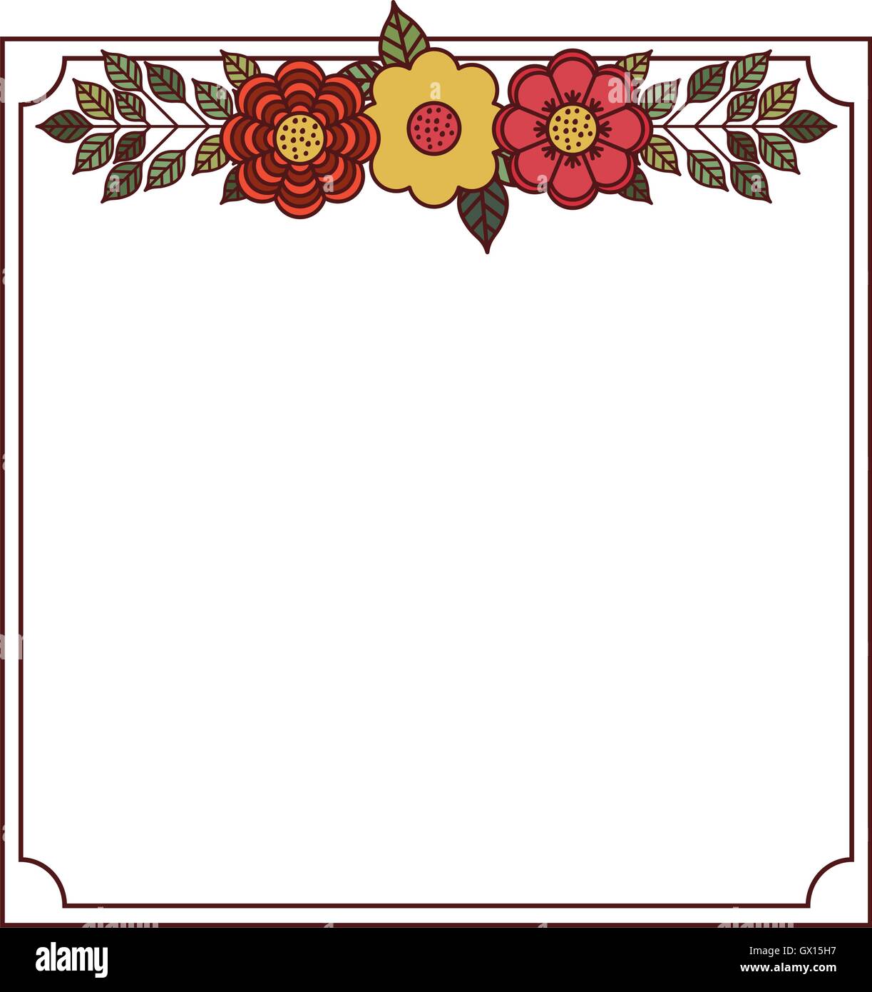 Flower and leaves frame design Stock Vector Image & Art - Alamy