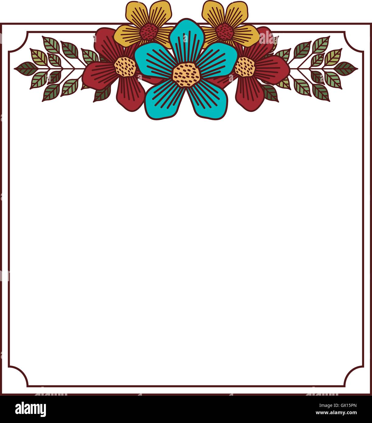 Flower and leaves frame design Stock Vector Image & Art - Alamy