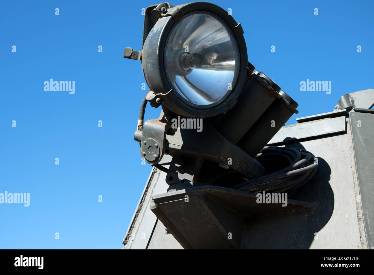 Spotlight on a military vehicle in the UK Stock Photo - Alamy