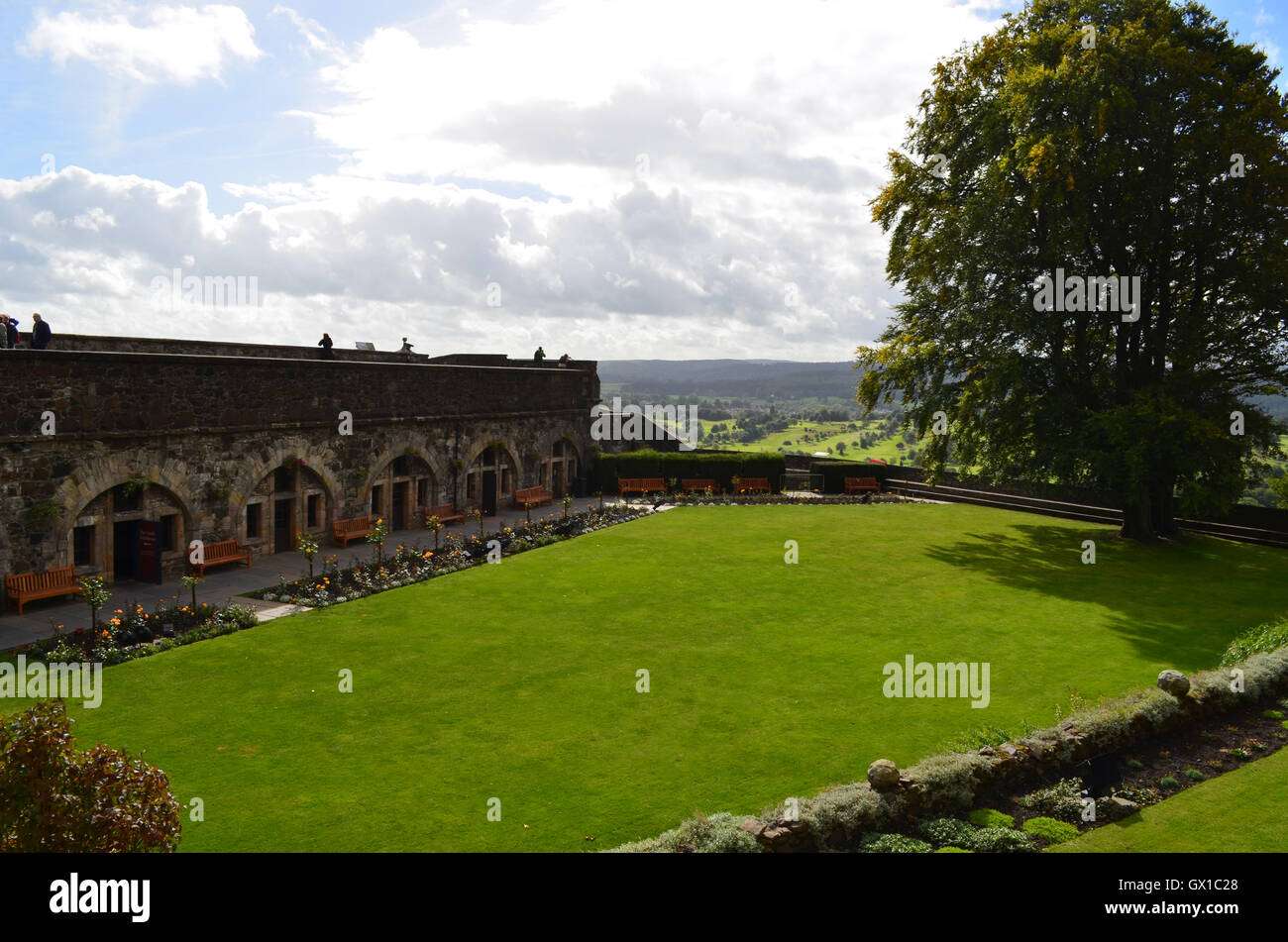 Beautiful view of courtyard and gardens at Stirling Castle Stock Photo ...