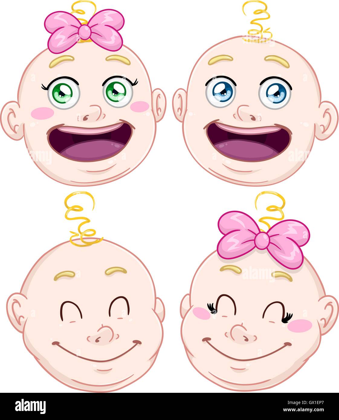 Vector illustration pack of baby boy and girl heads Stock Vector Image ...