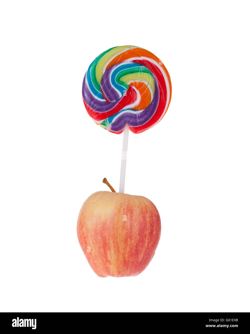 Lollipop and a apple Stock Photo - Alamy