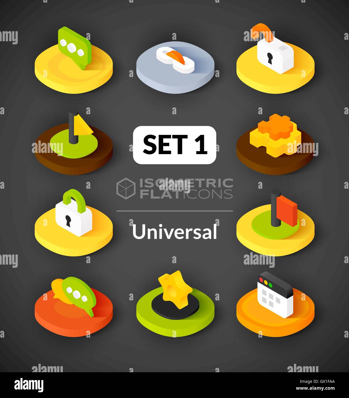 Isometric flat icons set 1 Stock Vector Image & Art - Alamy