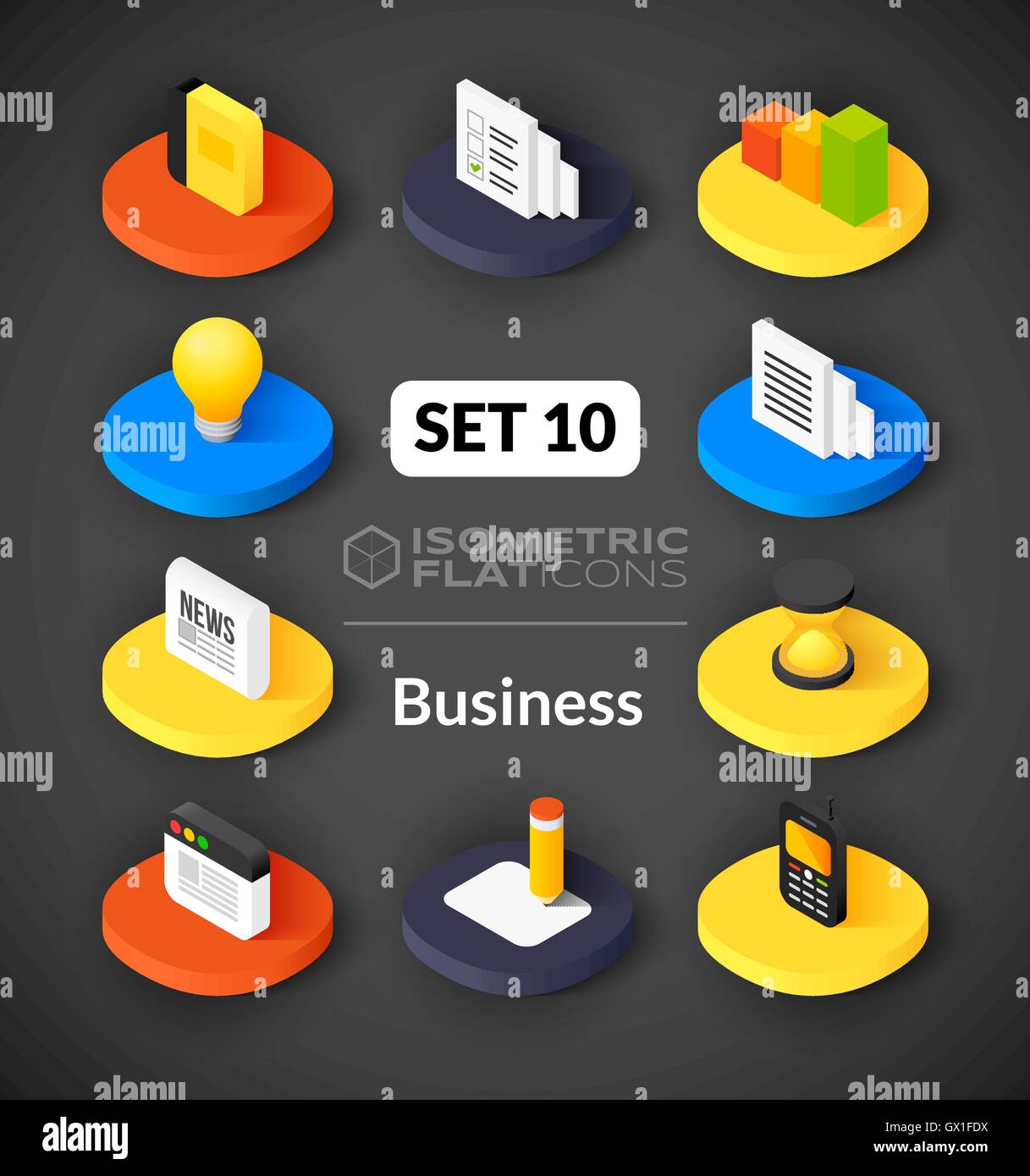 Isometric flat icons set 10 Stock Vector Image & Art - Alamy