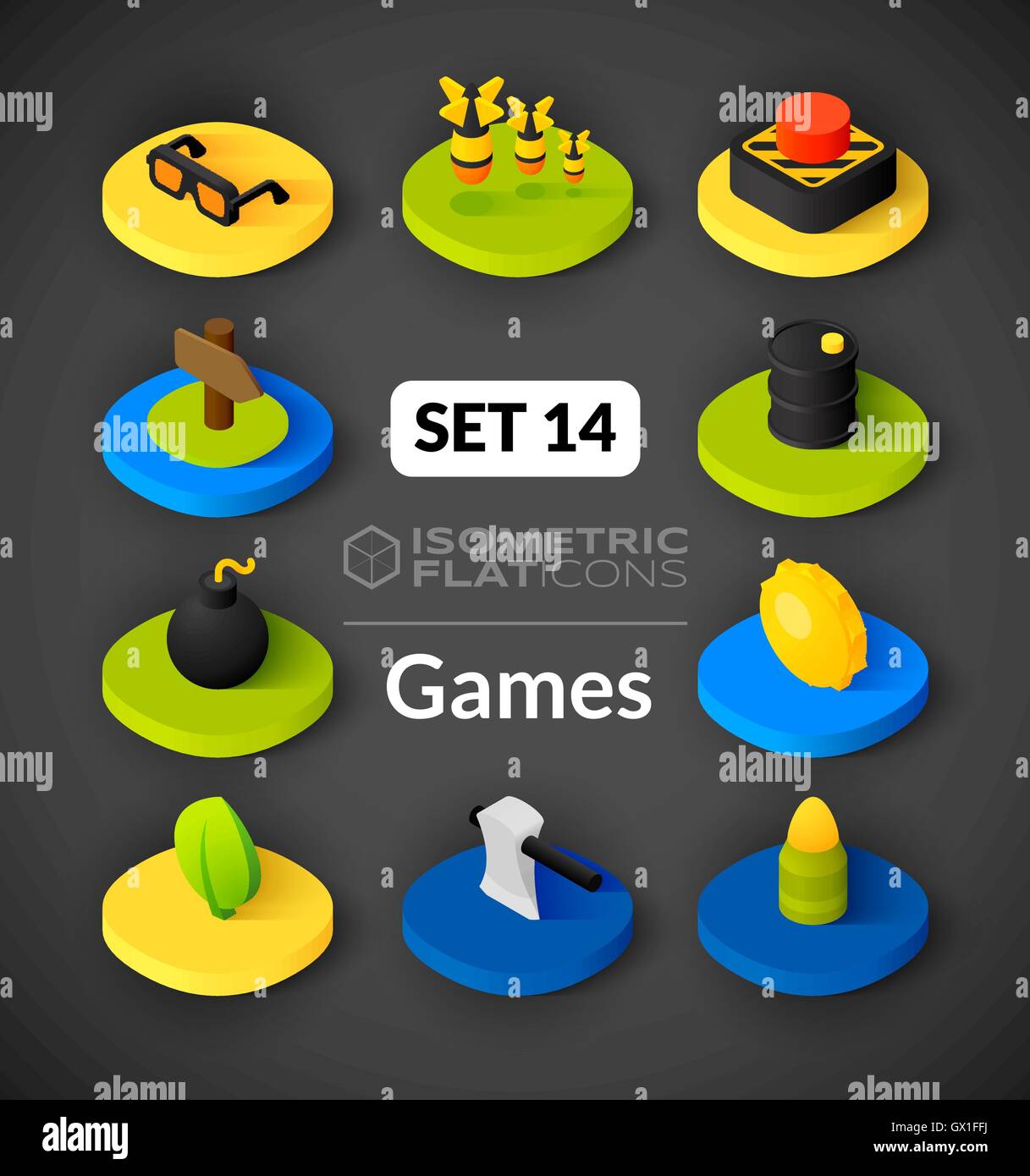Isometric flat icons set 14 Stock Vector Image & Art - Alamy
